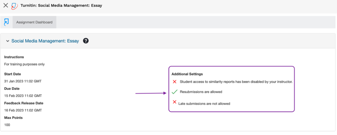 Turnitin: Resubmit Policies – Aula