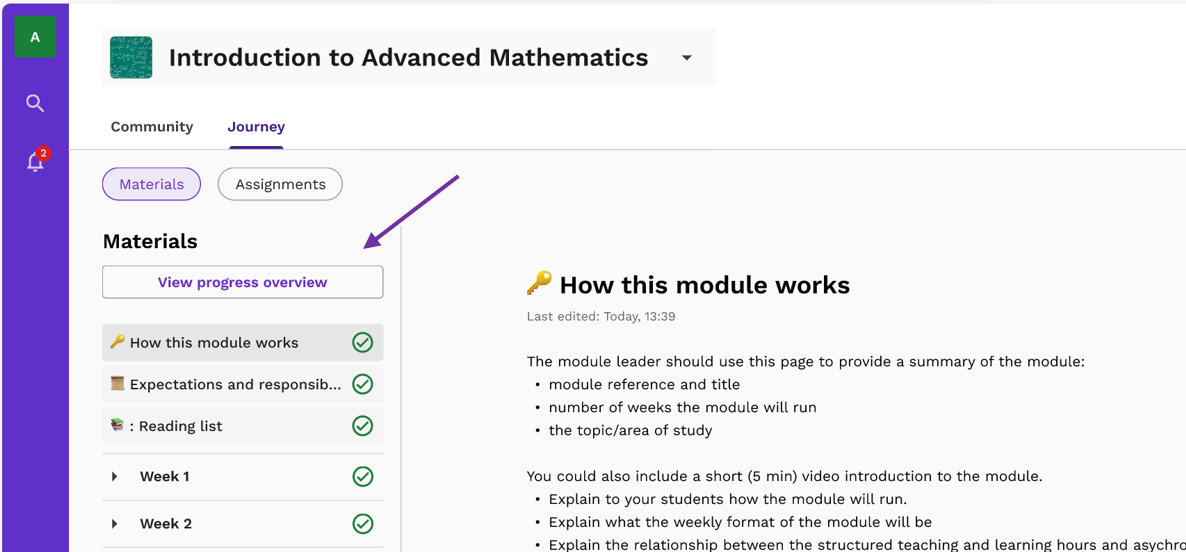 Student Progress Overview – The Teaching Knowledge Base