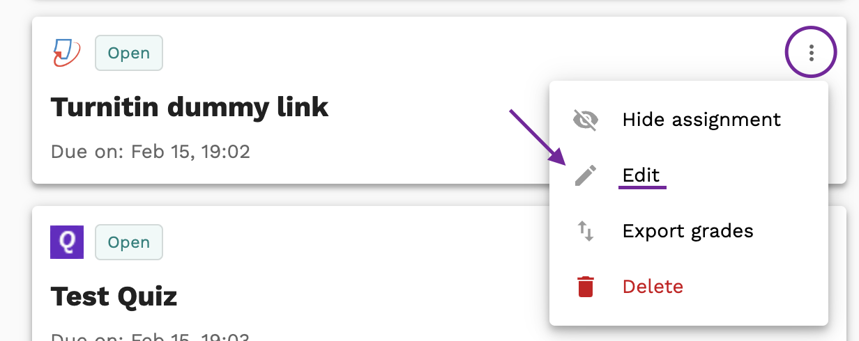 Turnitin: Create and Edit an Assignment – Aula